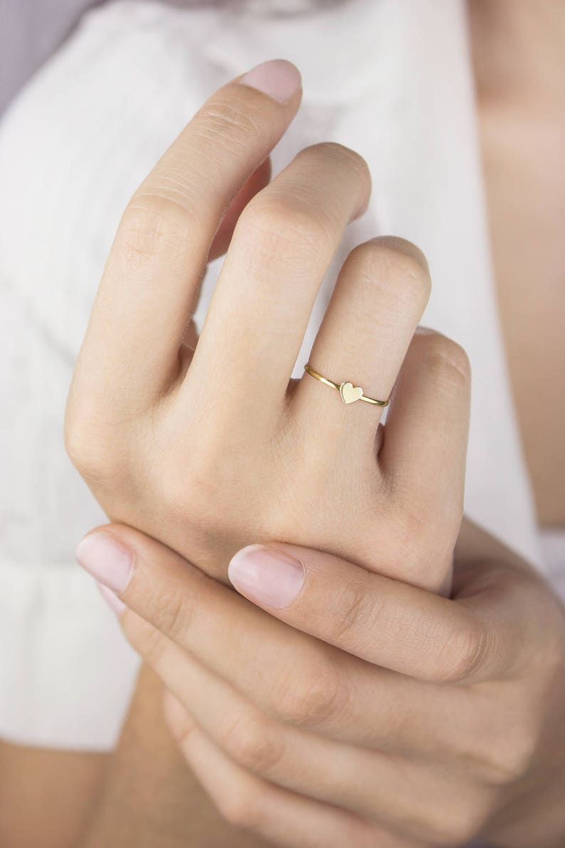 Tiny Solid Gold Heart Ring Love Ring 9K 14K 18K Gold Ring - Etsy UK