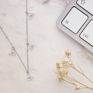 Tiny Gold Triangle Charms, 9K 14K 18K Gold Necklace, White Gold ...
