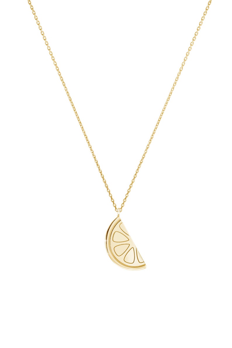Gold Lemon Necklace Gold Fruit Pendant 9K 14K 18K Gold - Etsy