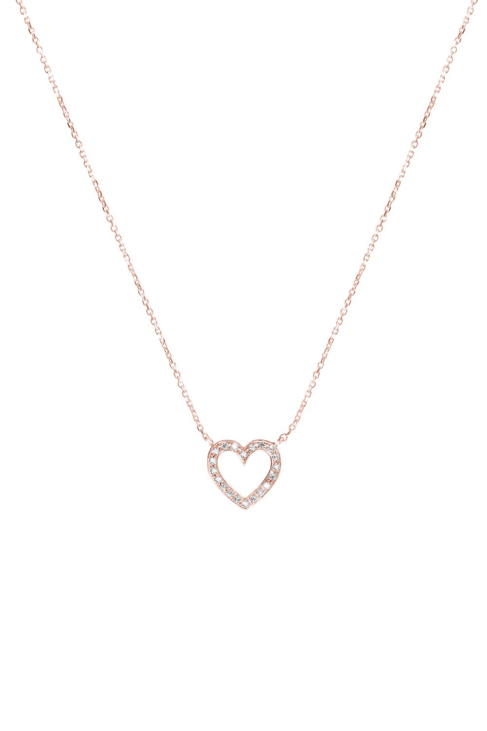 Diamond Heart Charm, 9K 14K 18K White Gold Necklace, Diamond Pendant ...