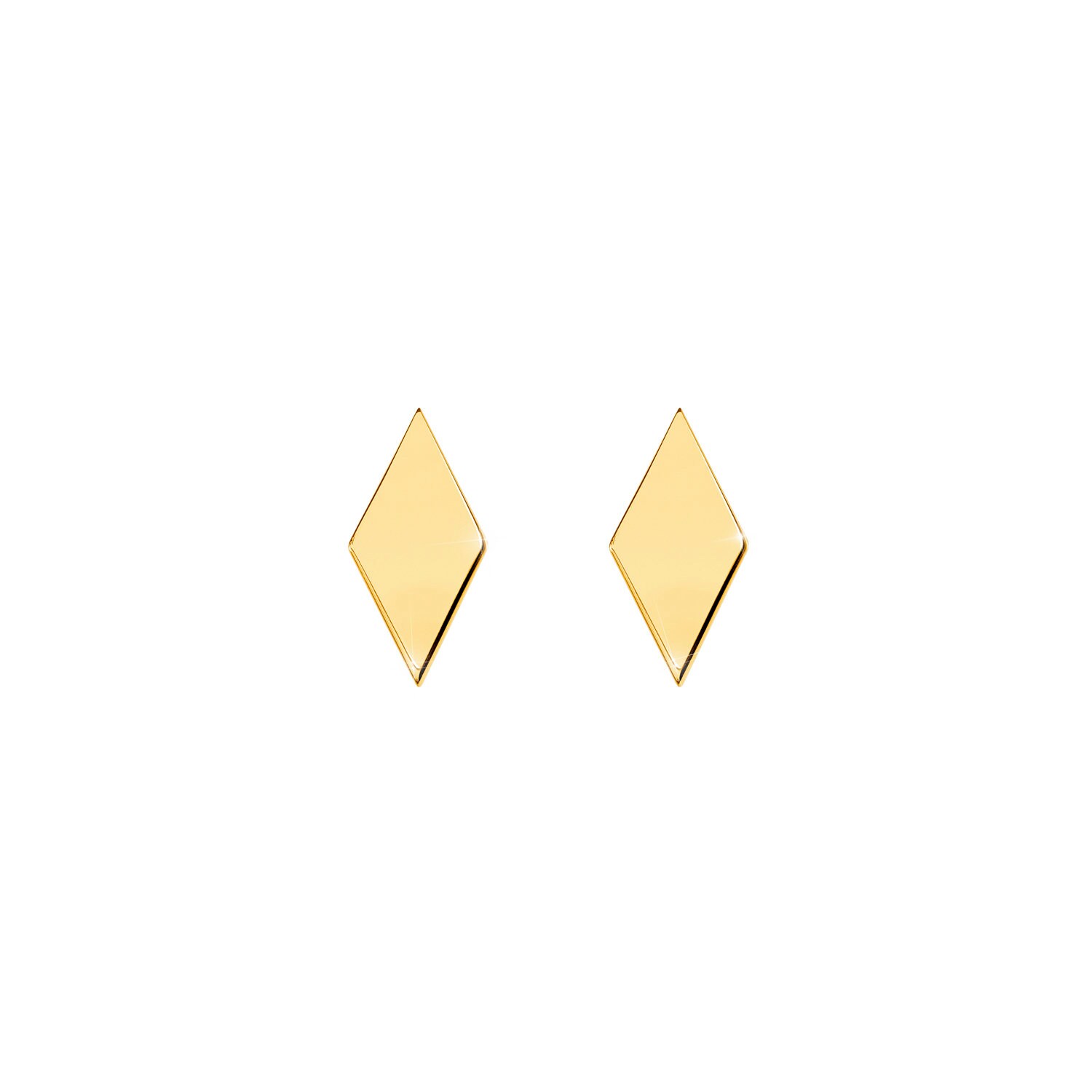 Tiny Rhombus Stud Earrings 9K 14K 18K Gold Earrings White | Etsy