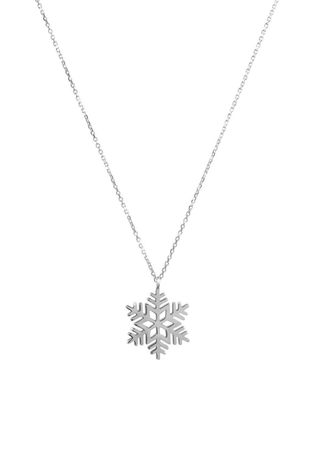 Gold Snowflake Pendant 9K 14K 18K Gold Necklace Rose Gold | Etsy