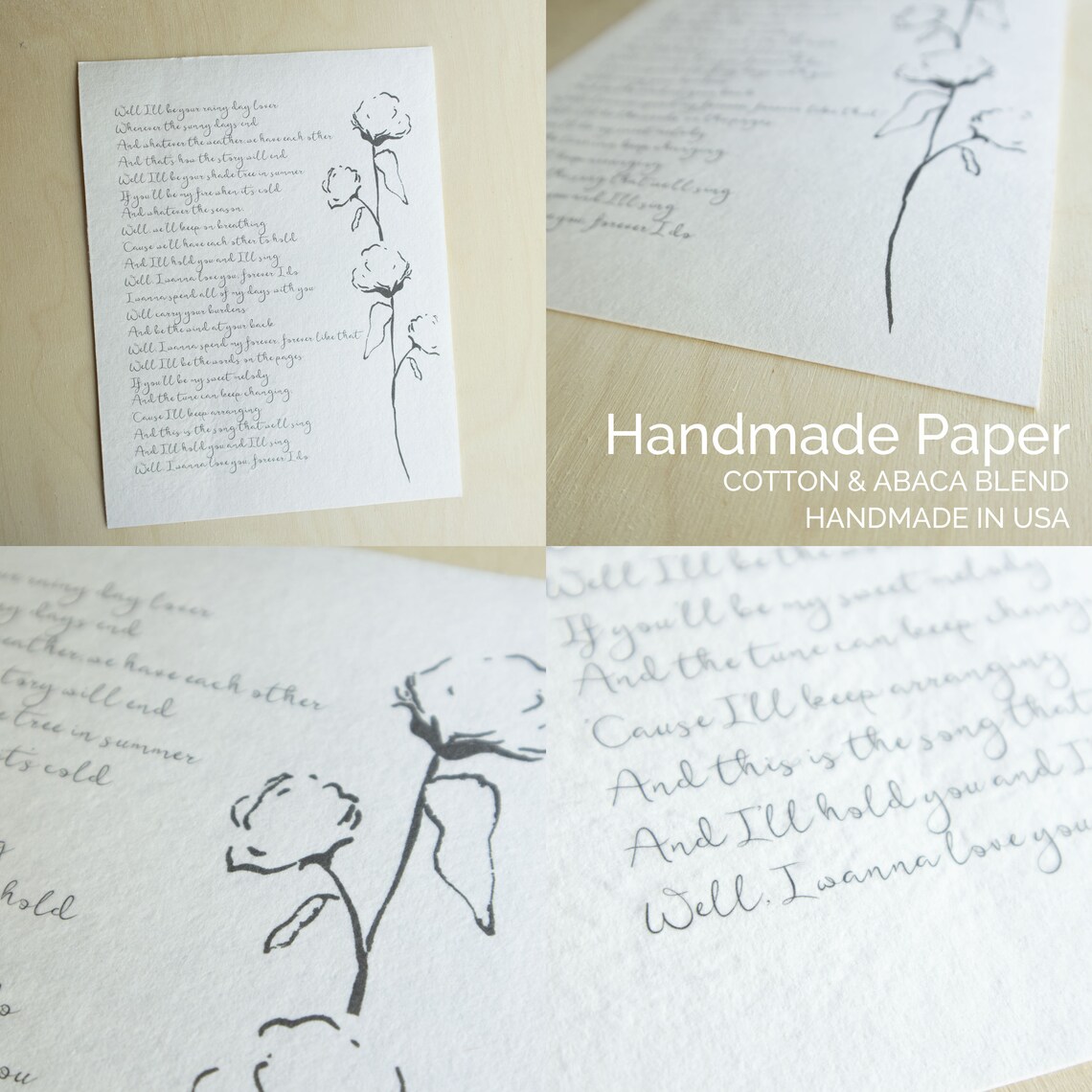 Waterfall Wedding Song Vows Calligraphy Handmade Cotton Paper - Etsy