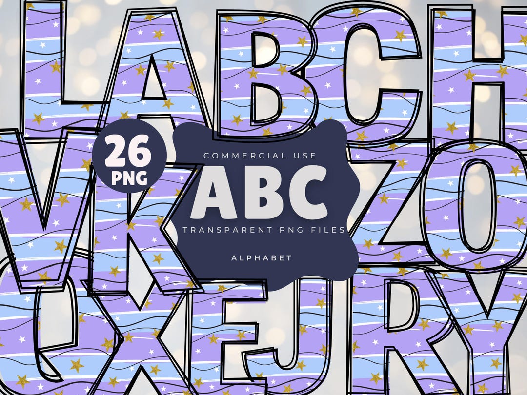 Starry Alphabet Clipart Pack | 26 Pngs | 300dpi | Commercial Use ...