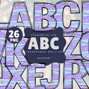 Starry Alphabet Clipart Pack | 26 Pngs | 300dpi | Commercial Use ...