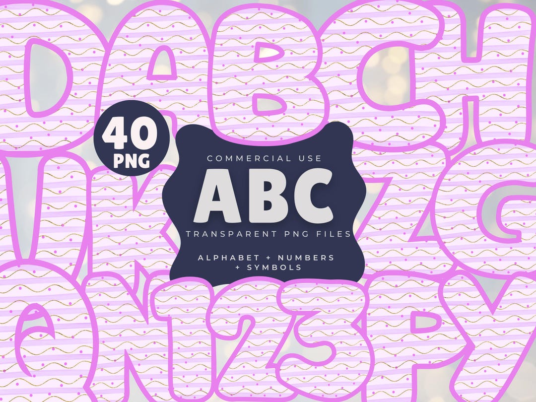 Pink and Gold Alphabet Clipart Pack | 40 Pngs | 300dpi | Commercial Use ...