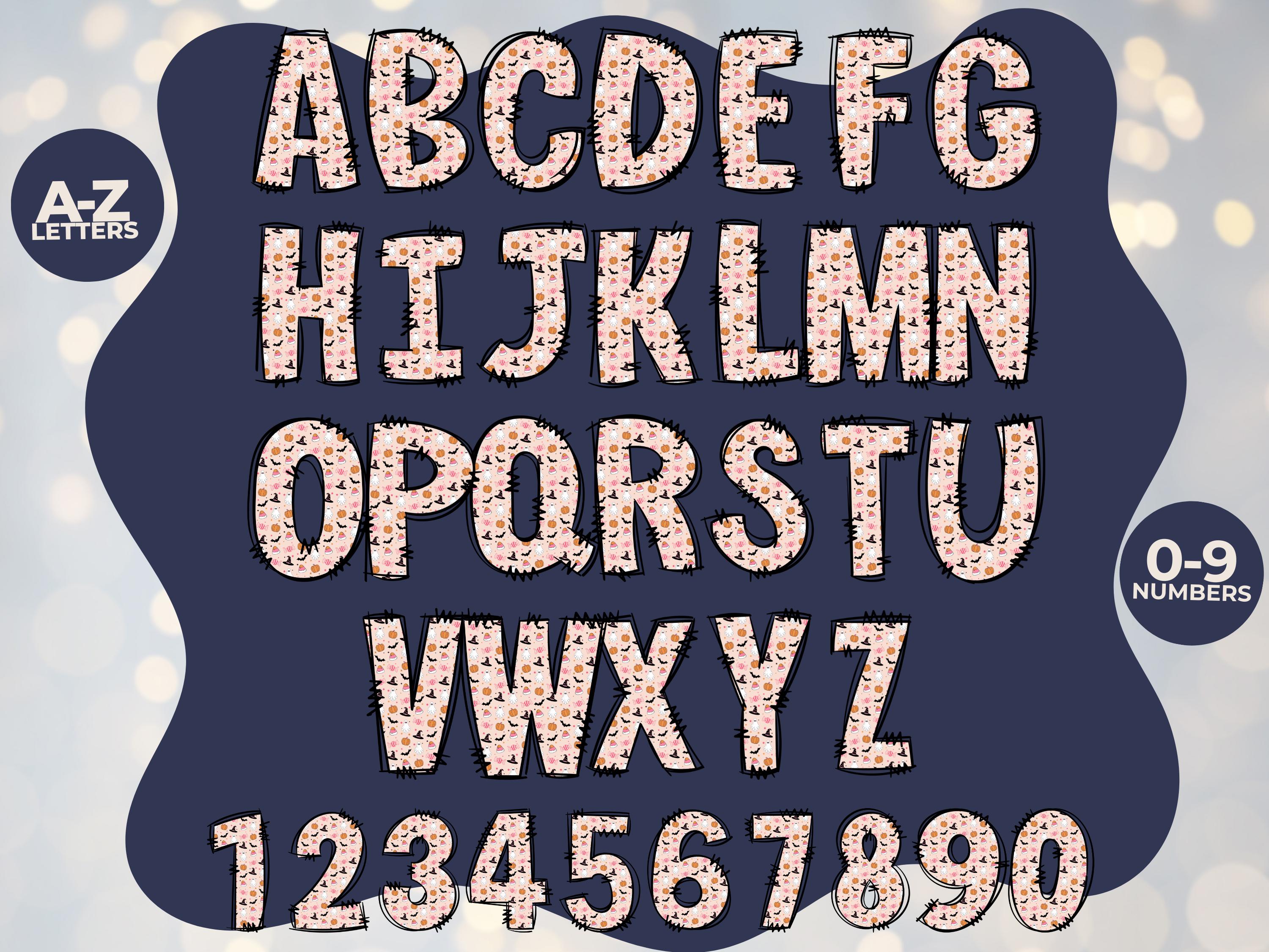 Cute Halloween Alphabet Clipart, 36 PNG Clipart Pack, Halloween A-Z ...