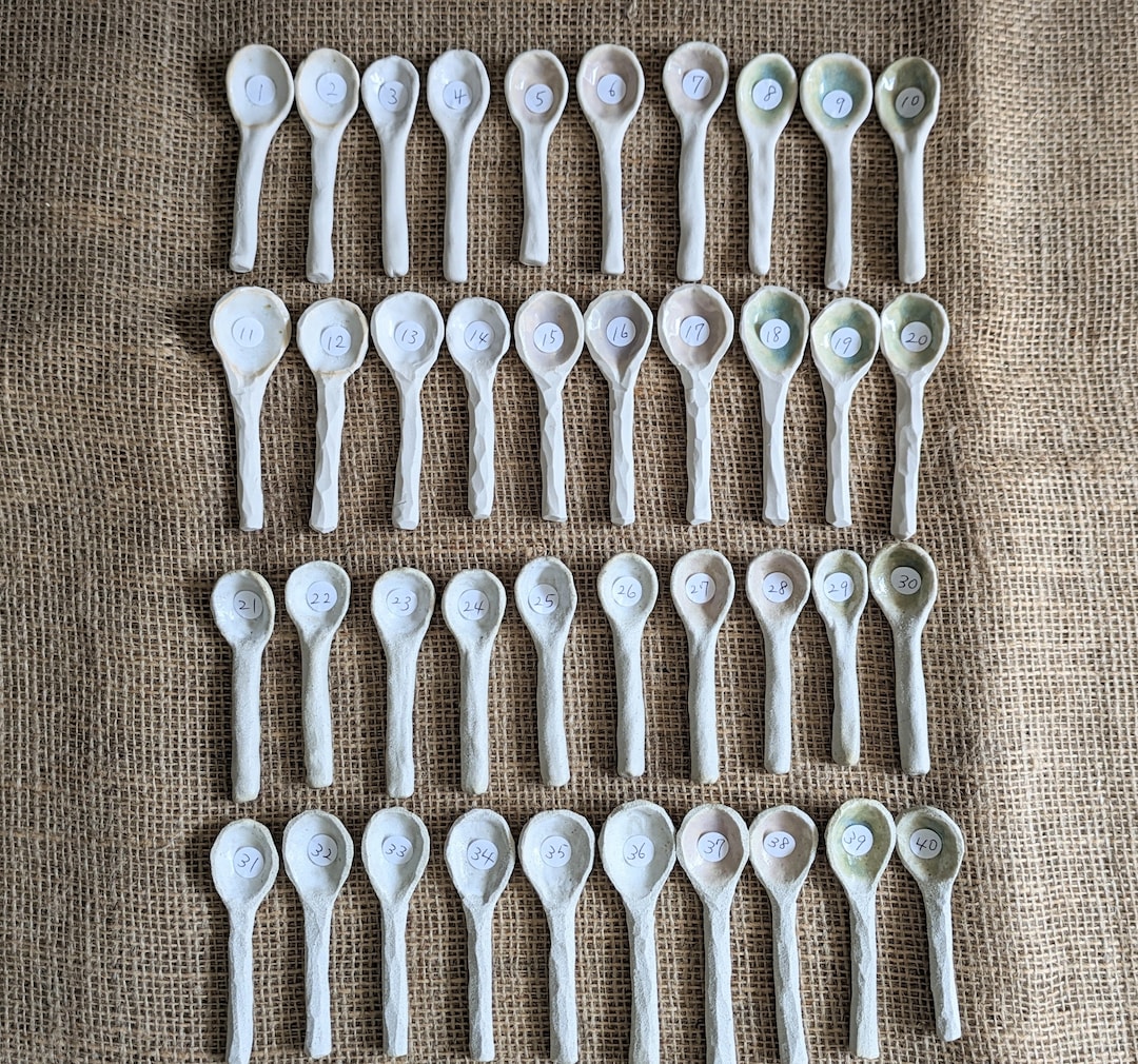 Handmade Ceramic Tea Spoon 10cm White Clay - Etsy