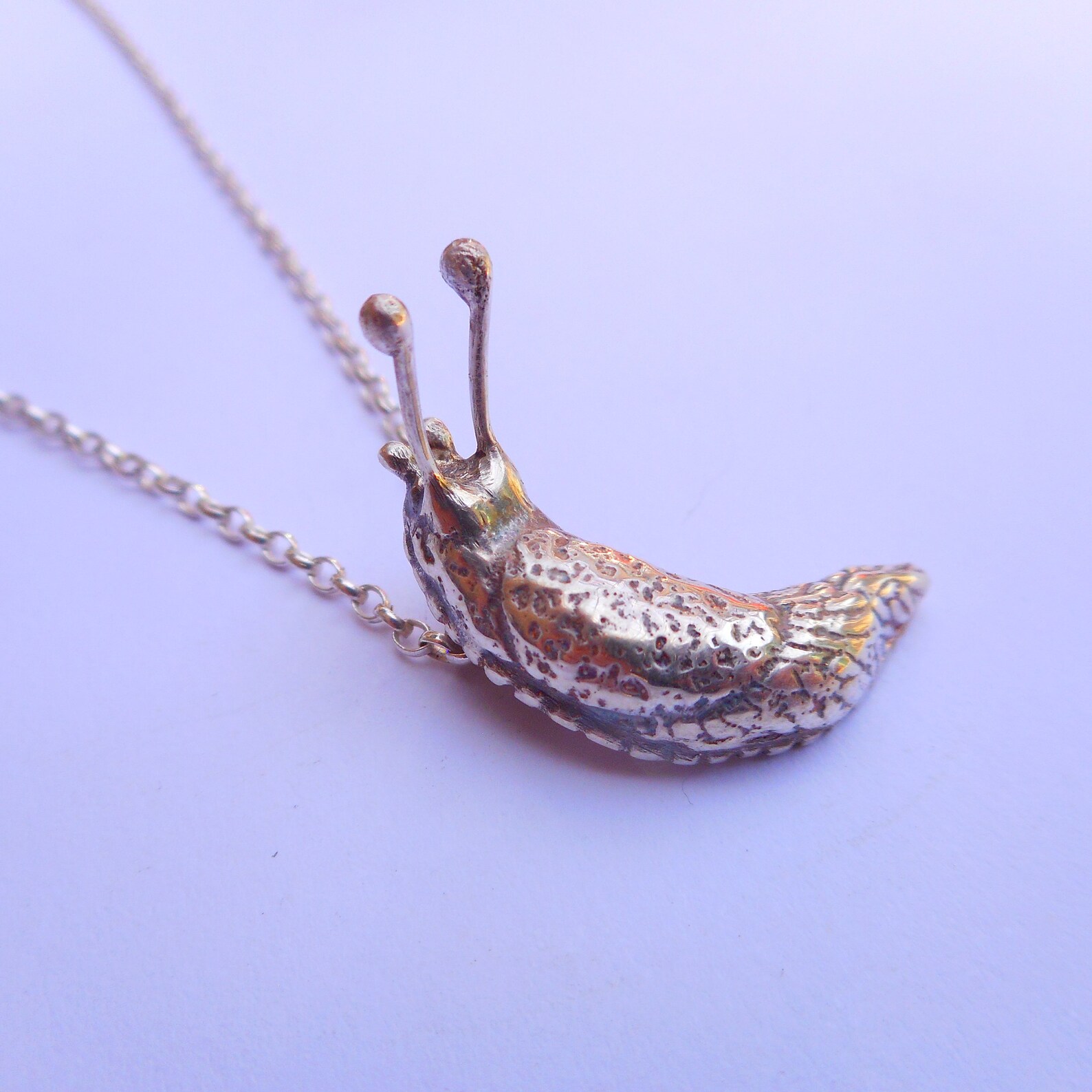 925 Silver Slug Pendant | Etsy