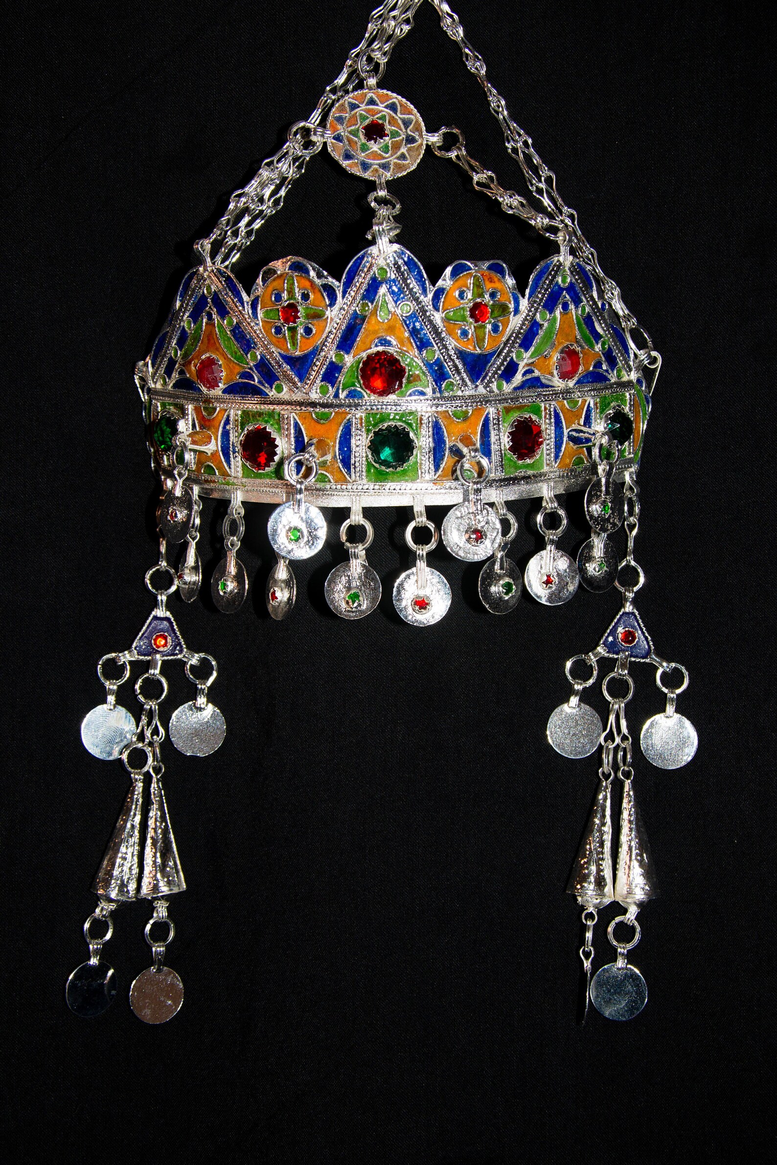 Berber Headdress , "taounza" Berber Head Ornament Plated Silver, Enamel ...