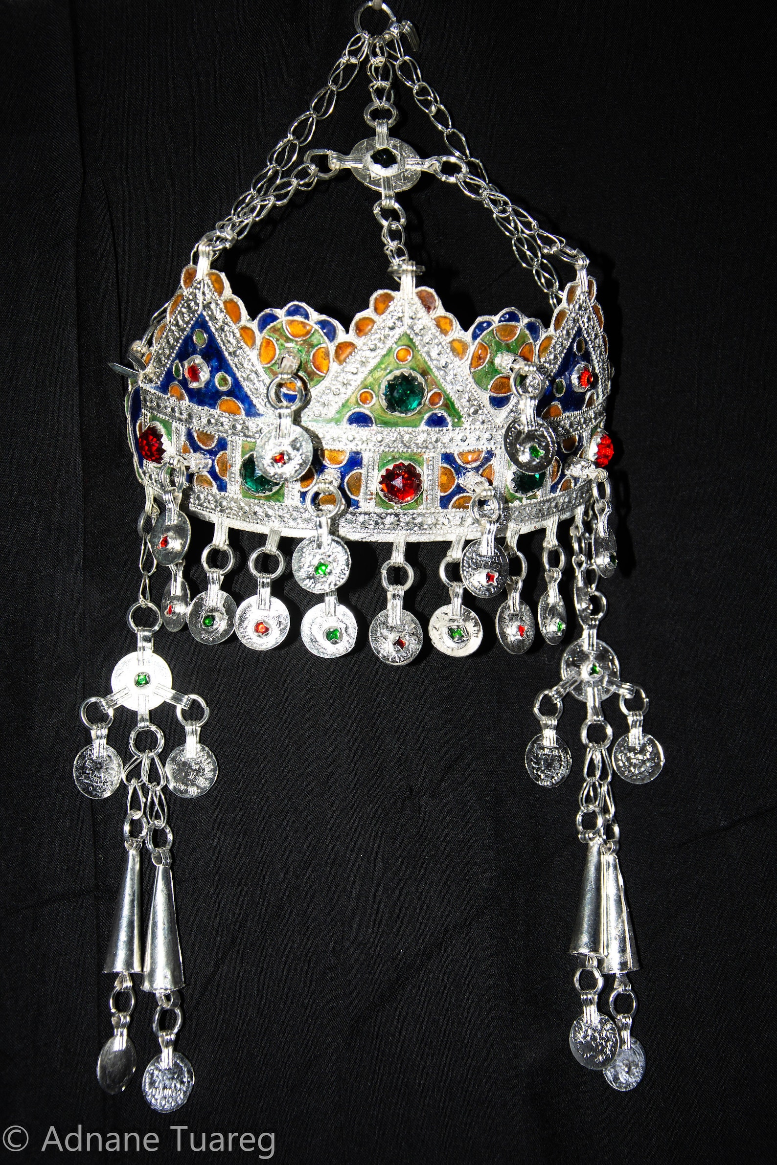 Berber Headdress , "taounza" Berber Head Ornament Plated Silver, Enamel ...
