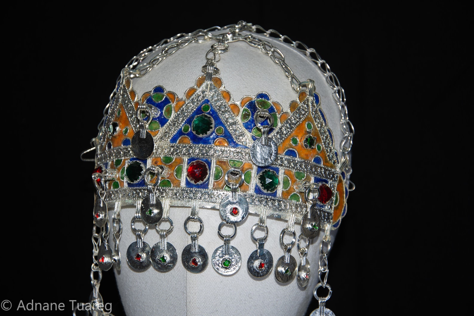 Berber Headdress , "taounza" Berber Head Ornament Plated Silver, Enamel ...