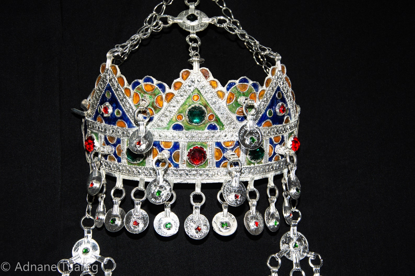 Berber Headdress , "taounza" Berber Head Ornament Plated Silver, Enamel ...