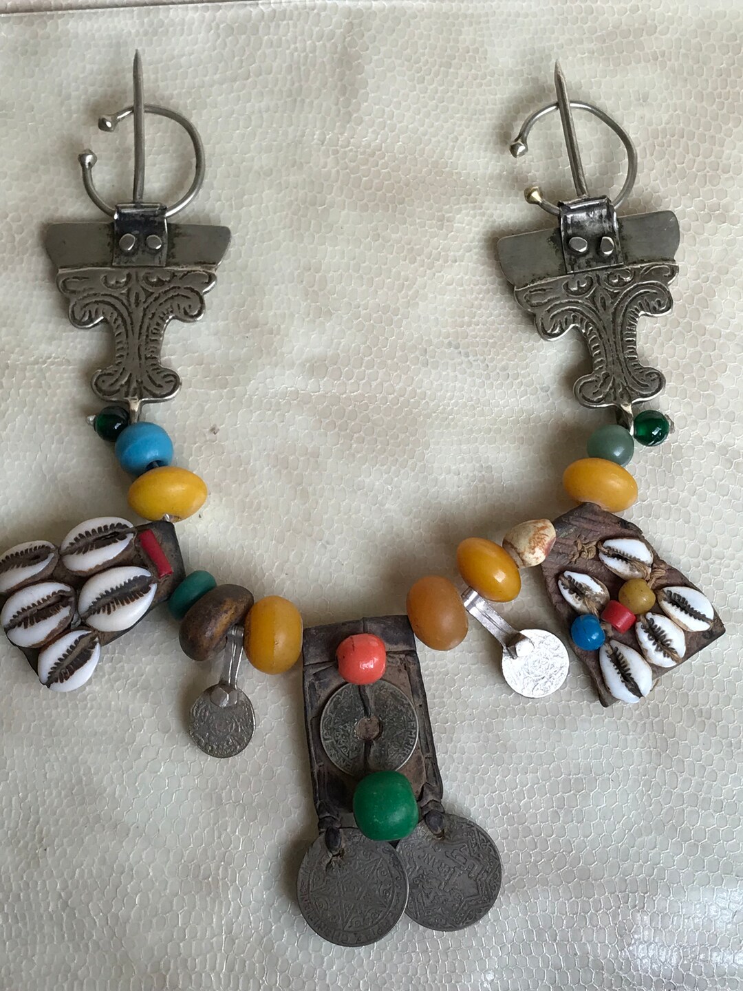 Fibula High Atlas or Dades With Ancienne Beads and Piece Monaie Argent ...