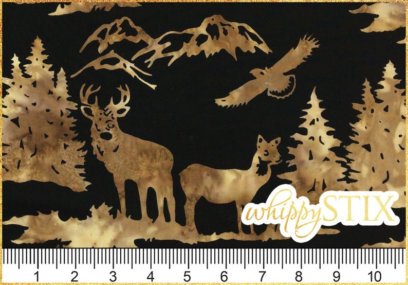 Wildlife Fabric by the Yard Black Deer Batik Material BTY | Etsy