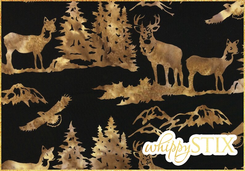 Wildlife Fabric by the Yard Black Deer Batik Material BTY | Etsy