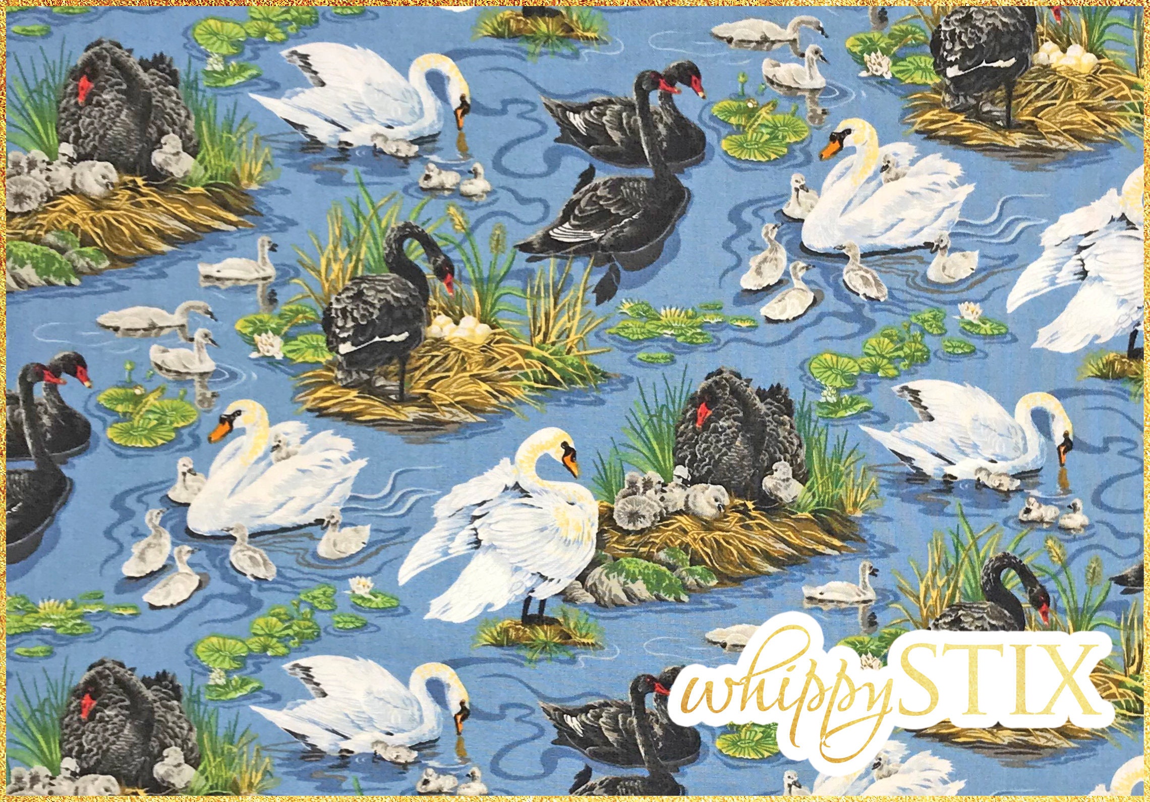 Swan Fabric by the Yard Swan Song by Nutex BTY Black White - Etsy