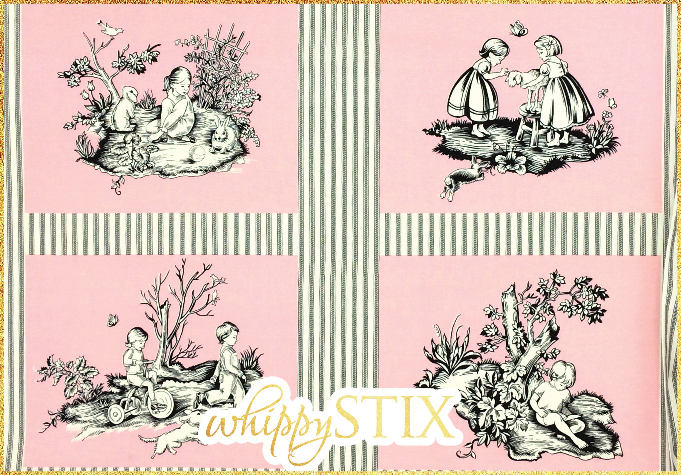 RARE Pink Toile Fabric Panel Toile Squares Michael Miller - Etsy Canada