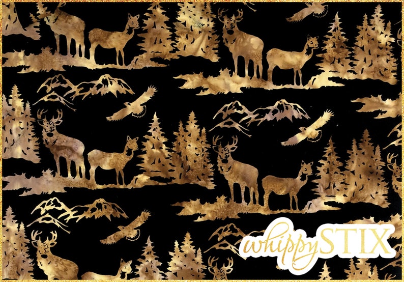 Wildlife Fabric by the Yard Black Deer Batik Material BTY | Etsy