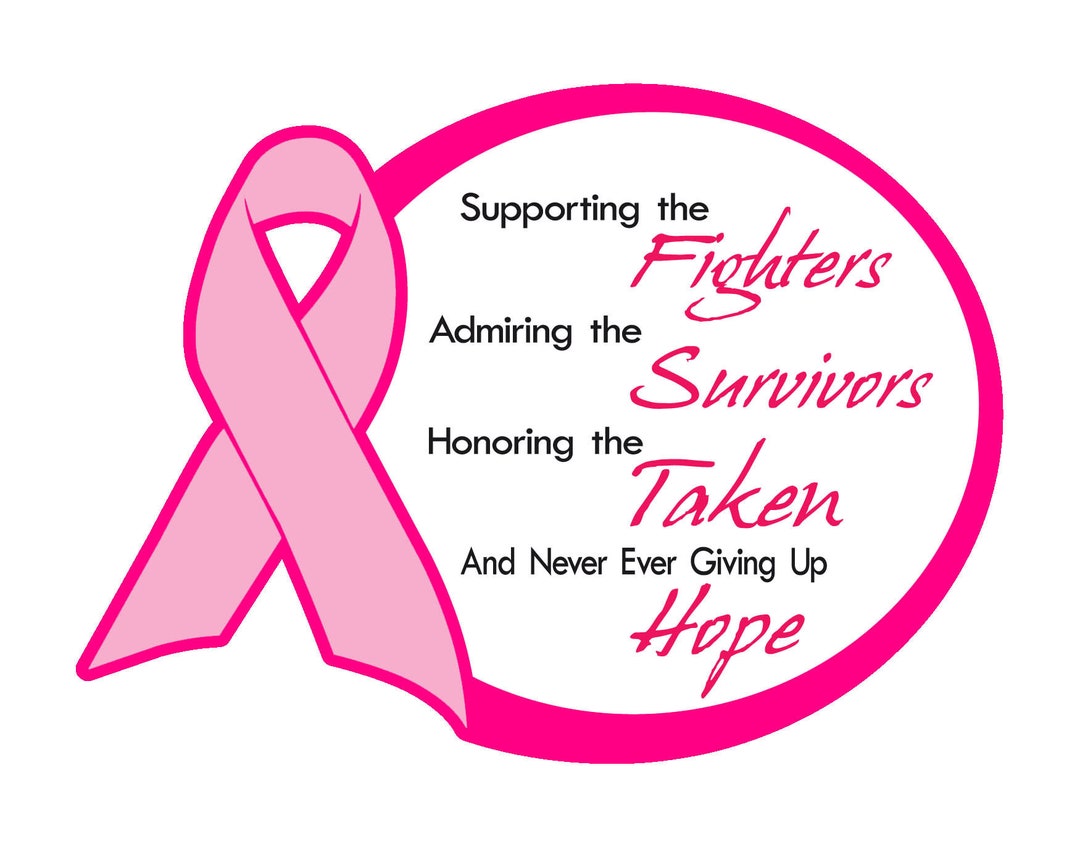 Breast Cancer Awareness 'fighter Survivor"pink Ribbon 6"x5.25" - Etsy