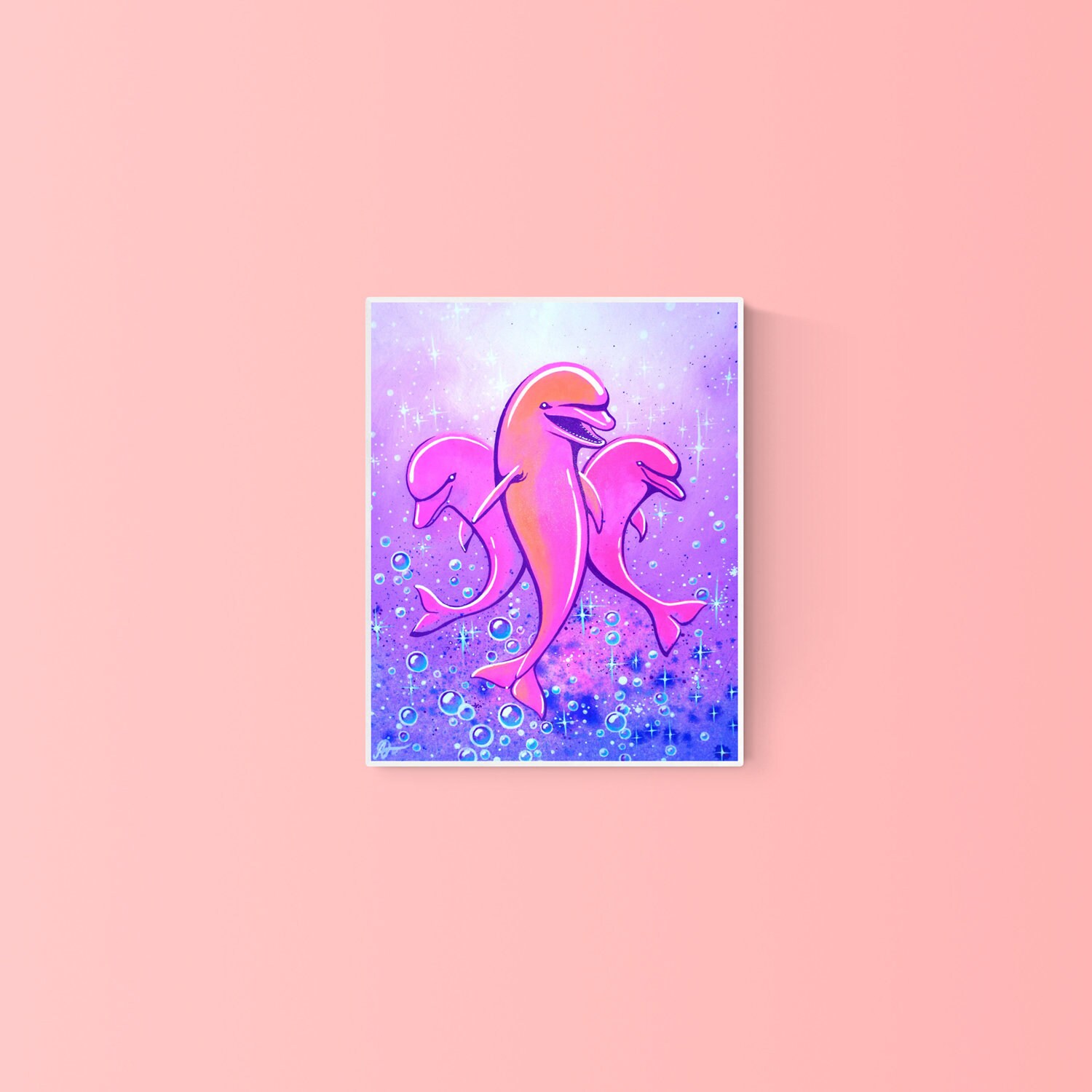 Pink Dolphins Neon Painting Original Art - Etsy UK