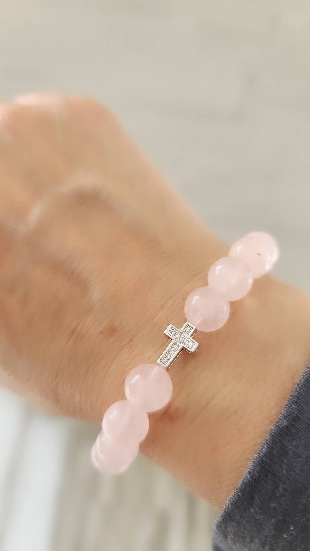 Rose Quartz beaded bracelet | Etsy