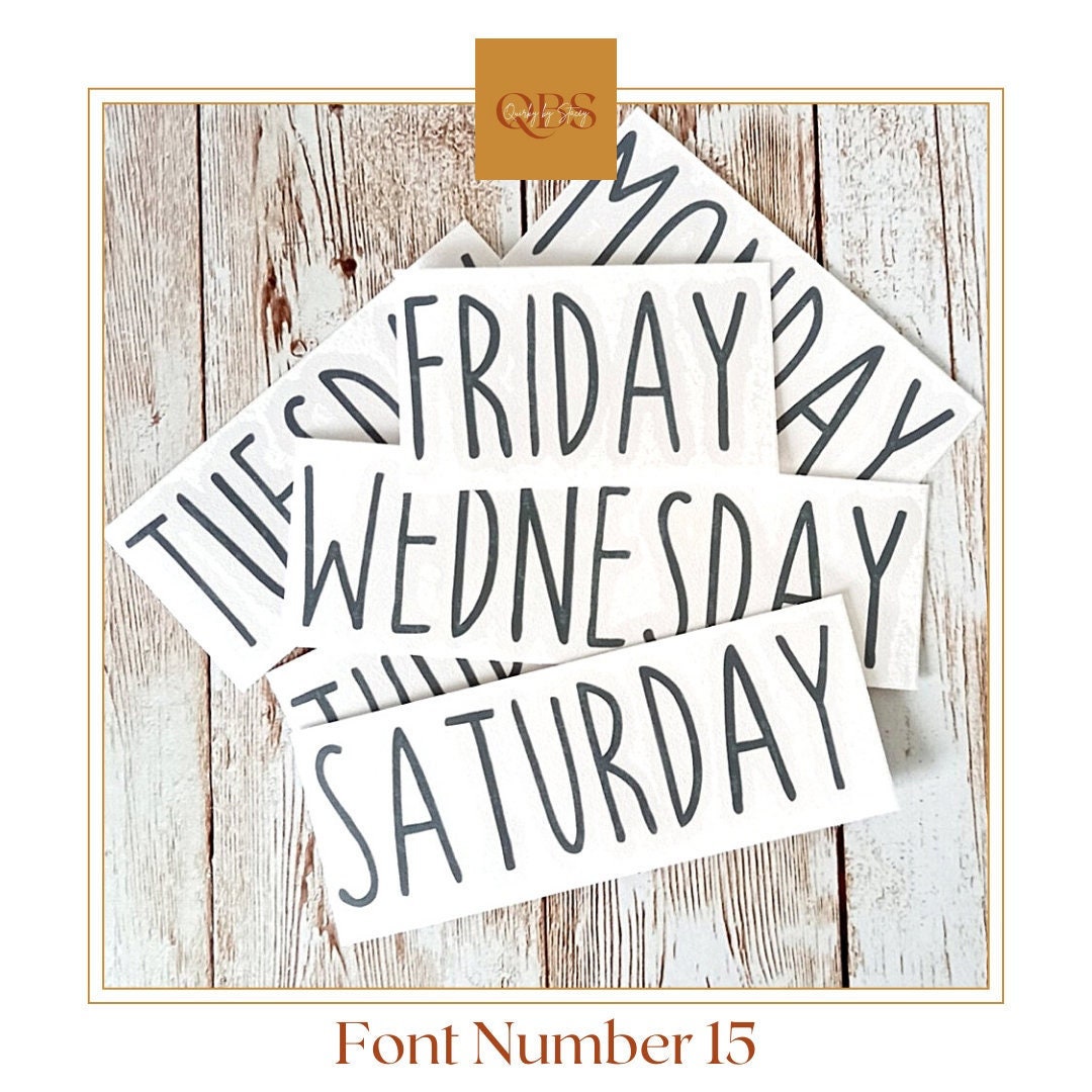 Monday to Sunday Stickers, Days of the Week, Decal Vinyl Bundle Labels ...