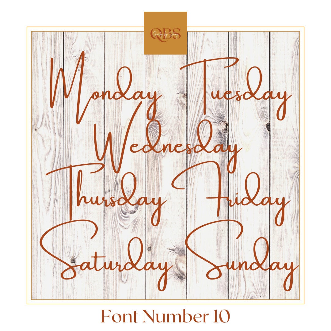 Monday to Sunday Stickers Days of the Week Decal Vinyl | Etsy