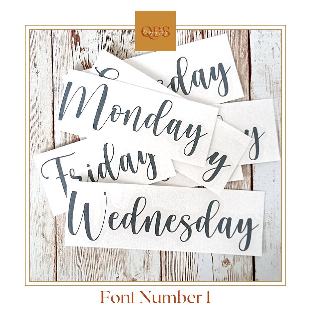 Monday to Sunday Stickers Days of the Week Decal Vinyl | Etsy