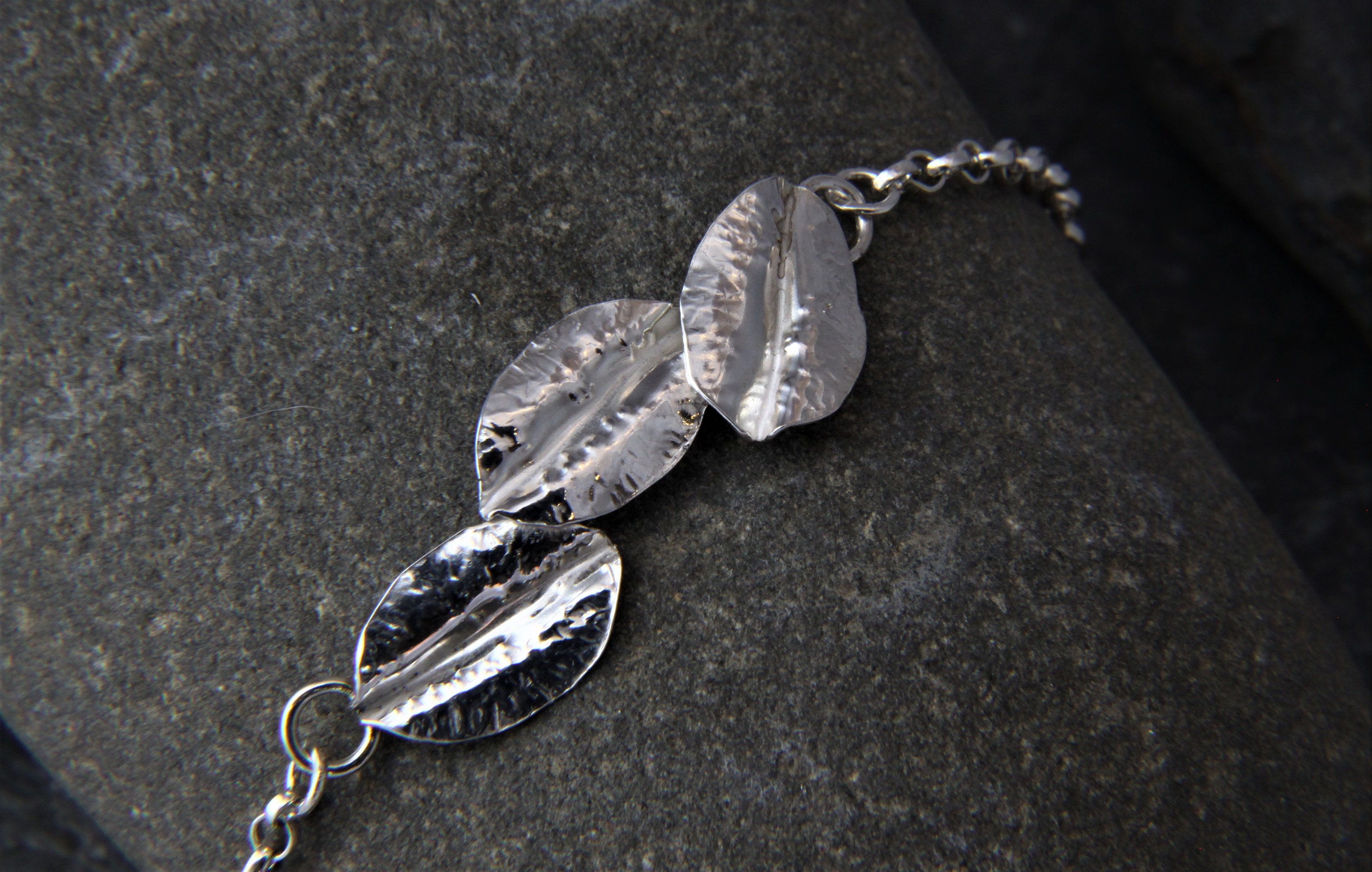 Leaf Bracelet Fold Formed Leaves Three Leaf 925 Chain - Etsy