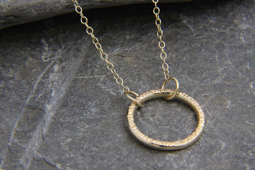 Hammered 9ct Gold Circle Necklace - Handmade Cornish Jewelry - Delicate ...