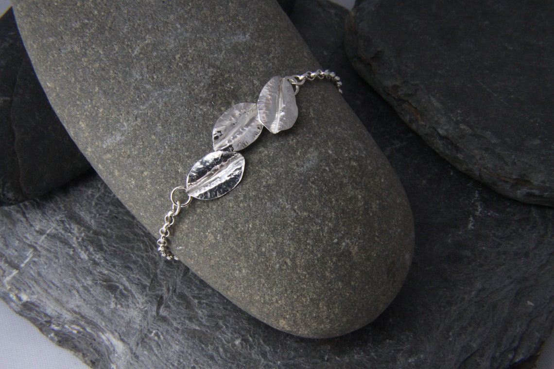 Leaf Bracelet Fold Formed Leaves Three Leaf 925 Chain - Etsy