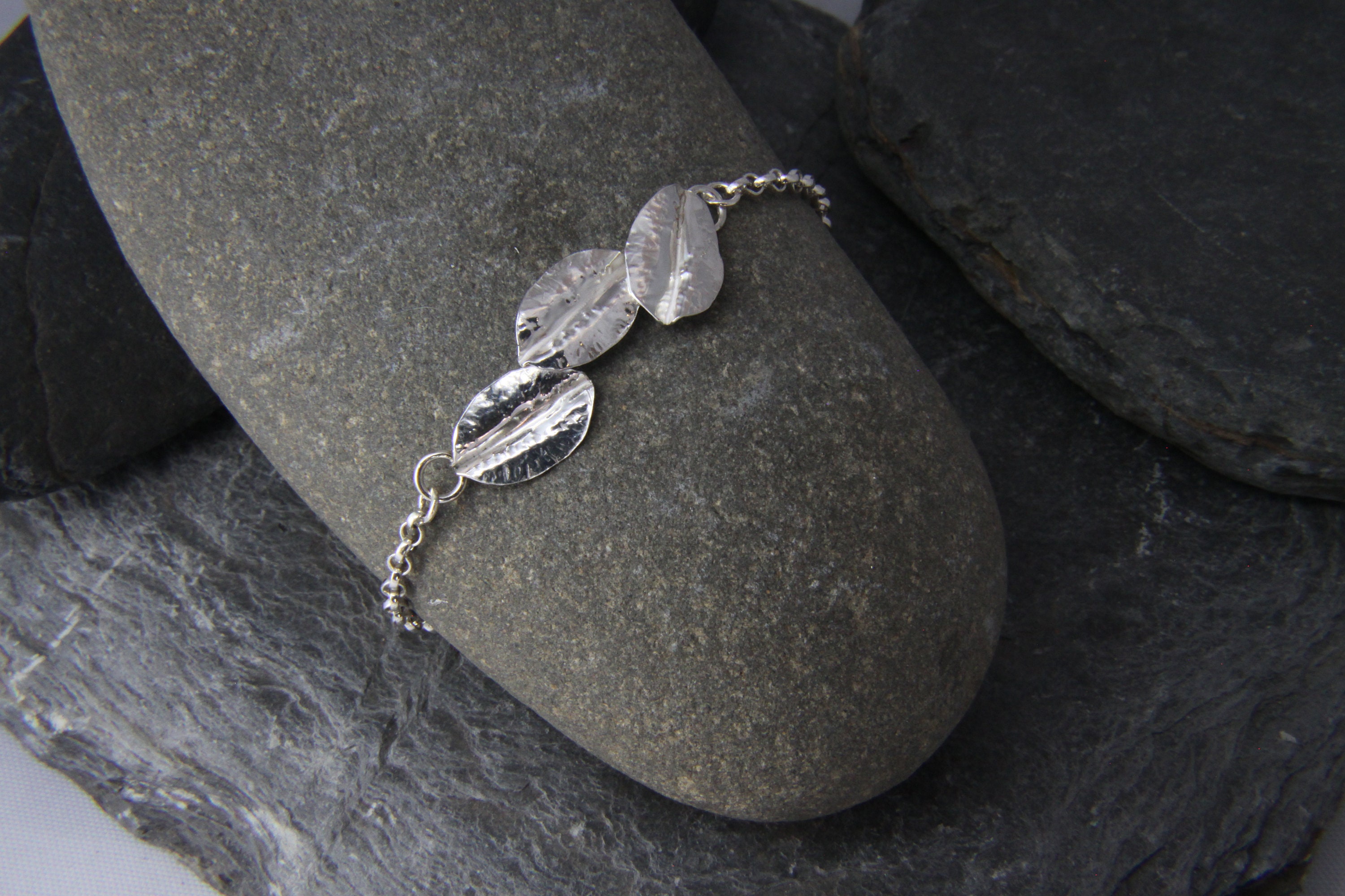 Leaf Bracelet Fold Formed Leaves Three Leaf 925 Chain - Etsy