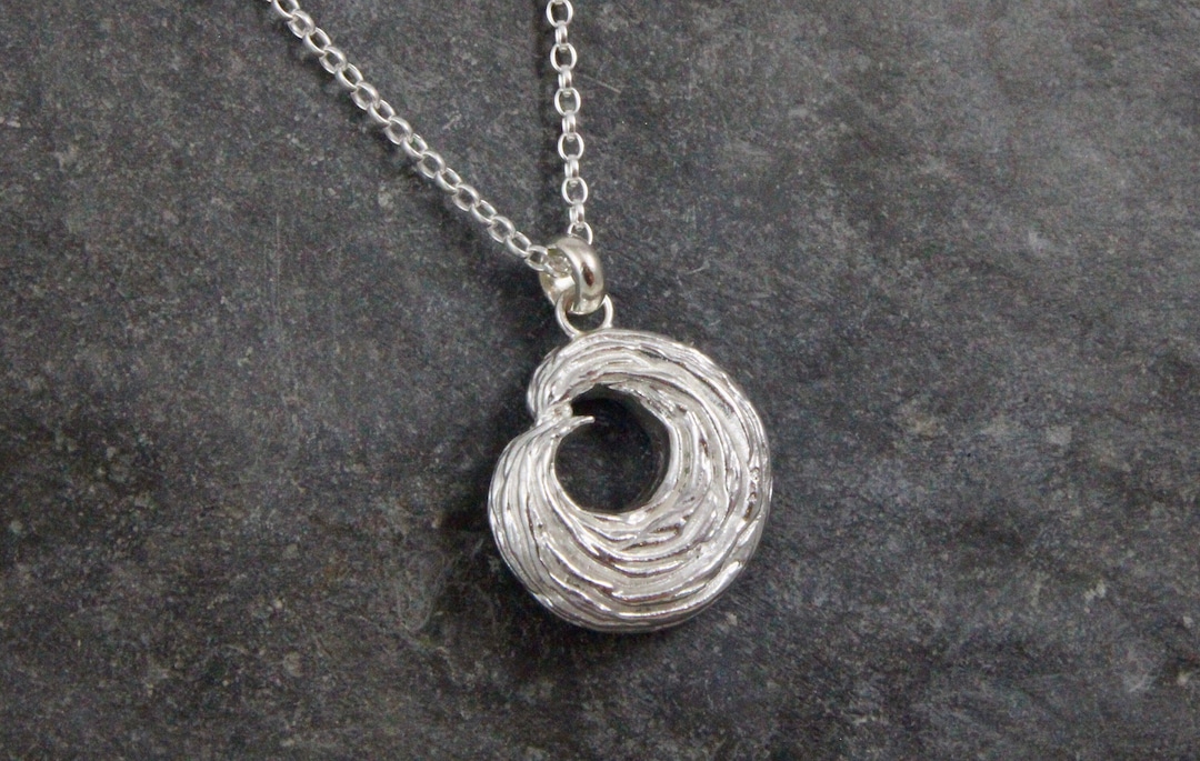 Sterling Silver Wave Pendant Necklace: Handmade Ocean Jewelry - Cornish ...