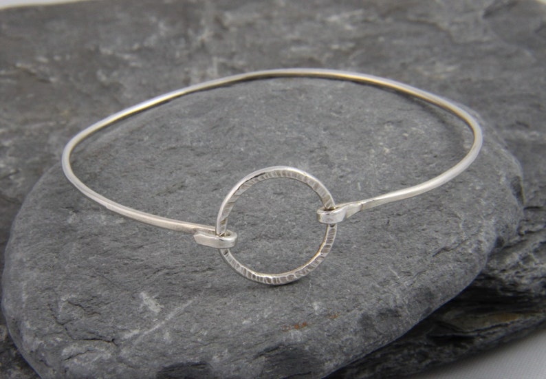 Clasp bangle Circle bangle hammered sterling silver bangle | Etsy