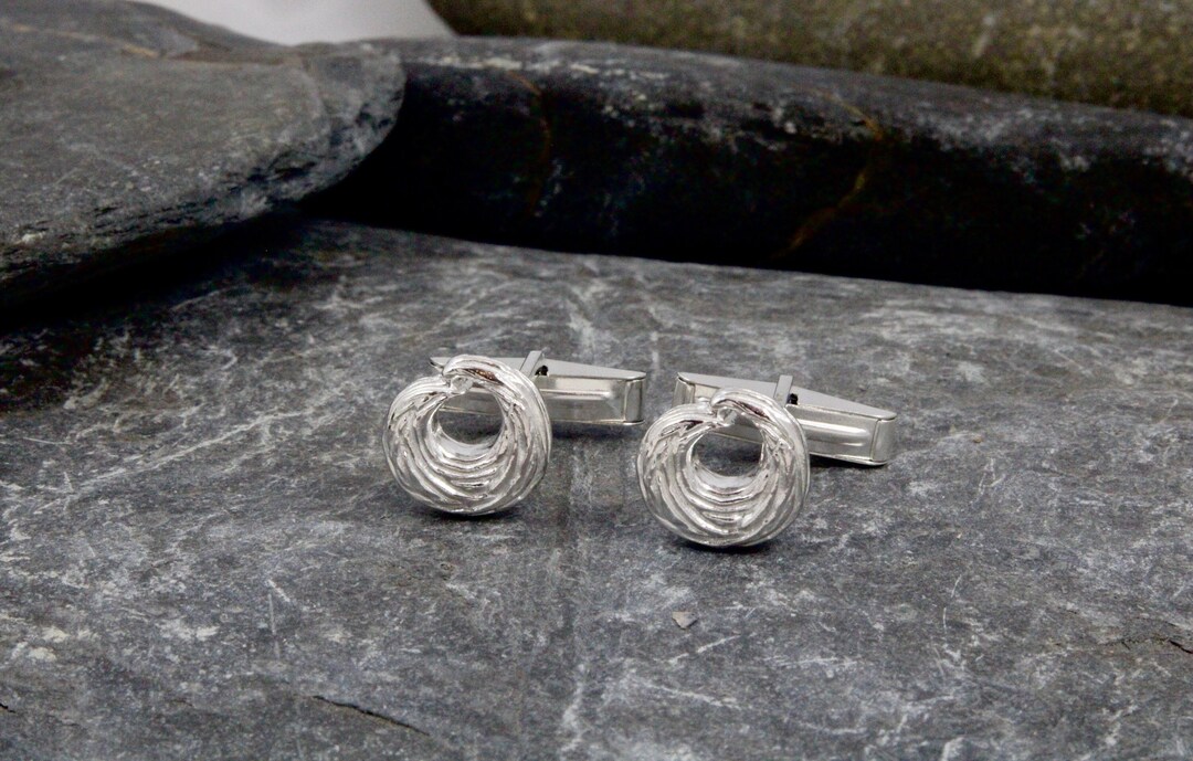 Ebb and Flow Wave Cufflinks - 925 Silver Wave Cufflink - Solid Silver ...