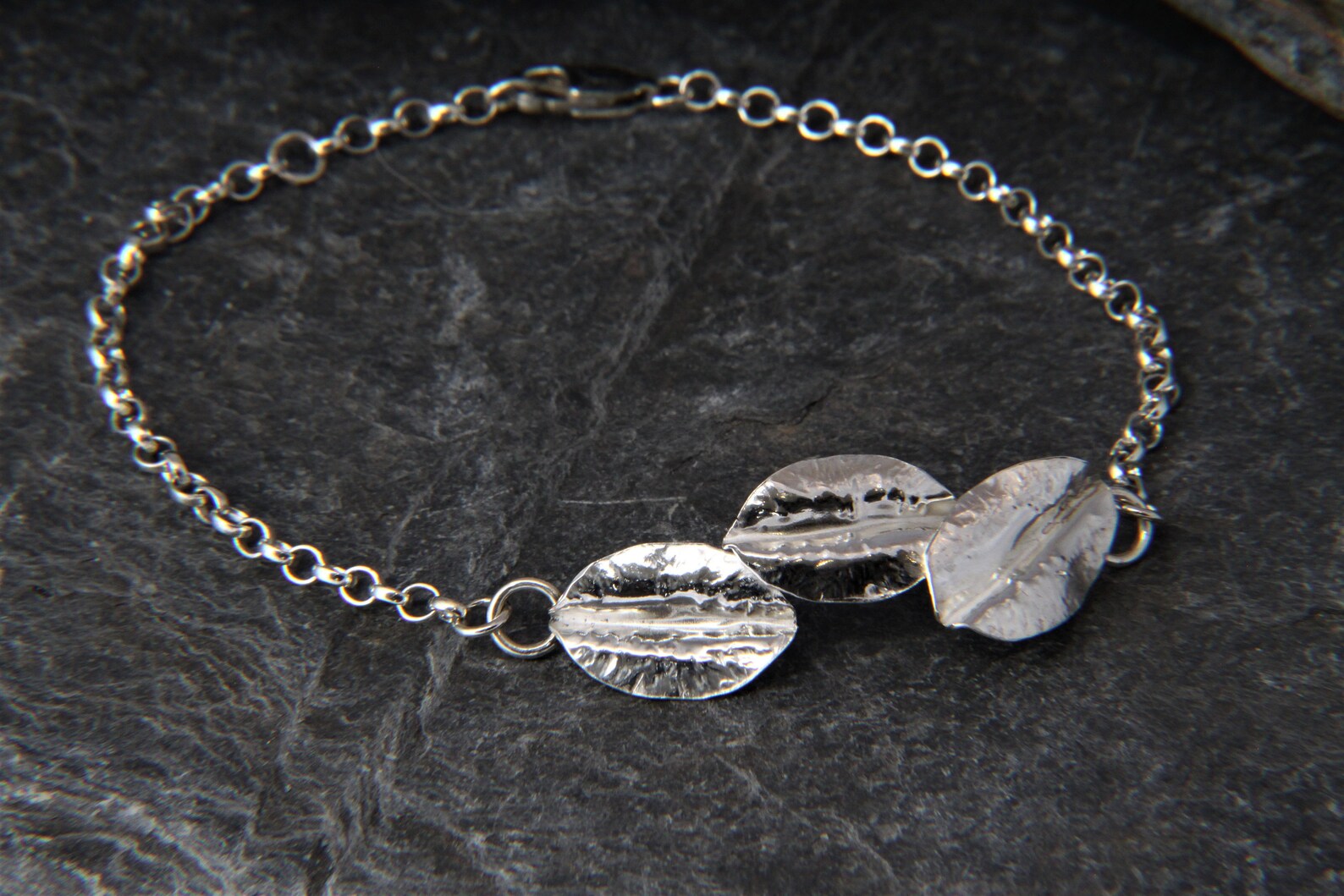 Leaf Bracelet Fold Formed Leaves Three Leaf 925 Chain - Etsy