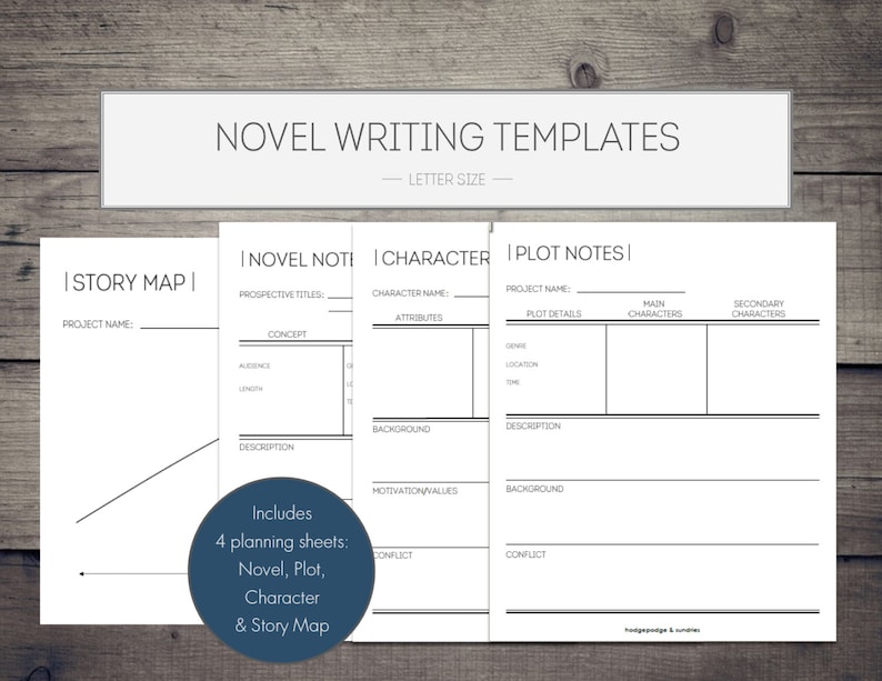 Novel Writing Printables Novel Template Writing - Etsy