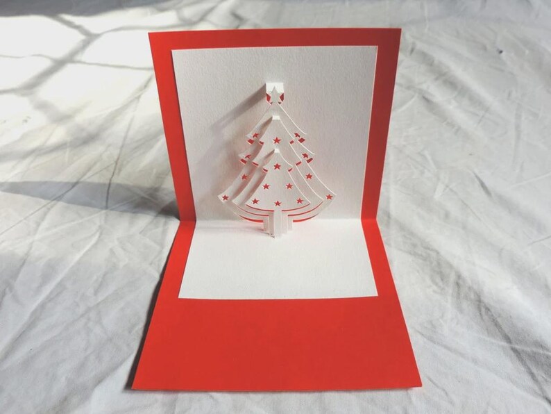 3D Christmas Tree Pop-up Card: Handmade Kirigami Paper Art - Etsy