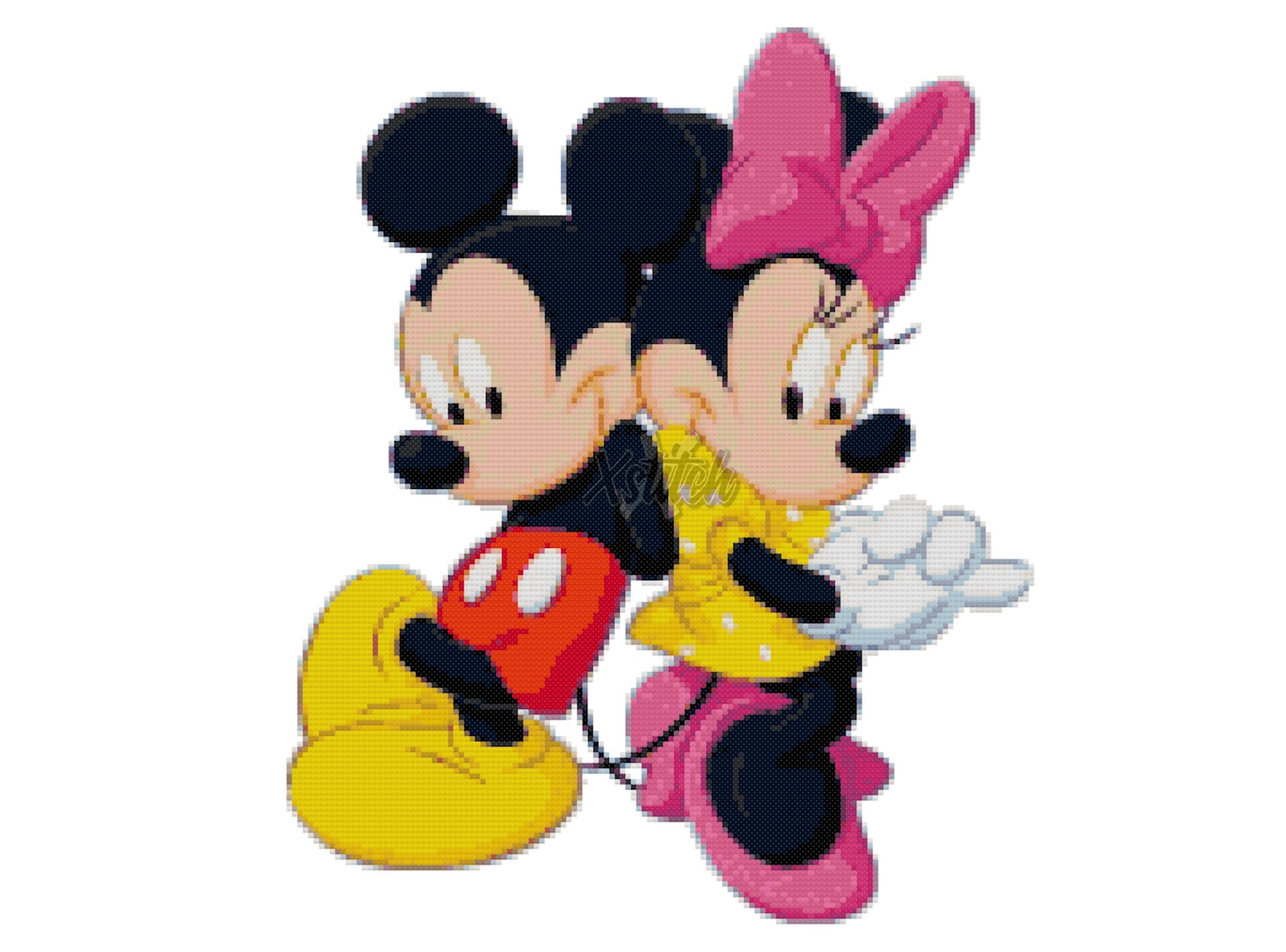 Mickey Mouse And Minnie Mouse Cross Stitch Pattern Etsy