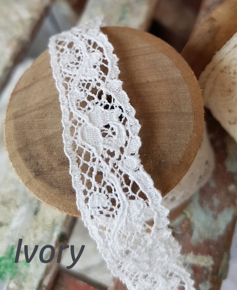 Beautiful Vintage Style Nottingham Lace Trim by the Meter, Narrow 1.8cm ...