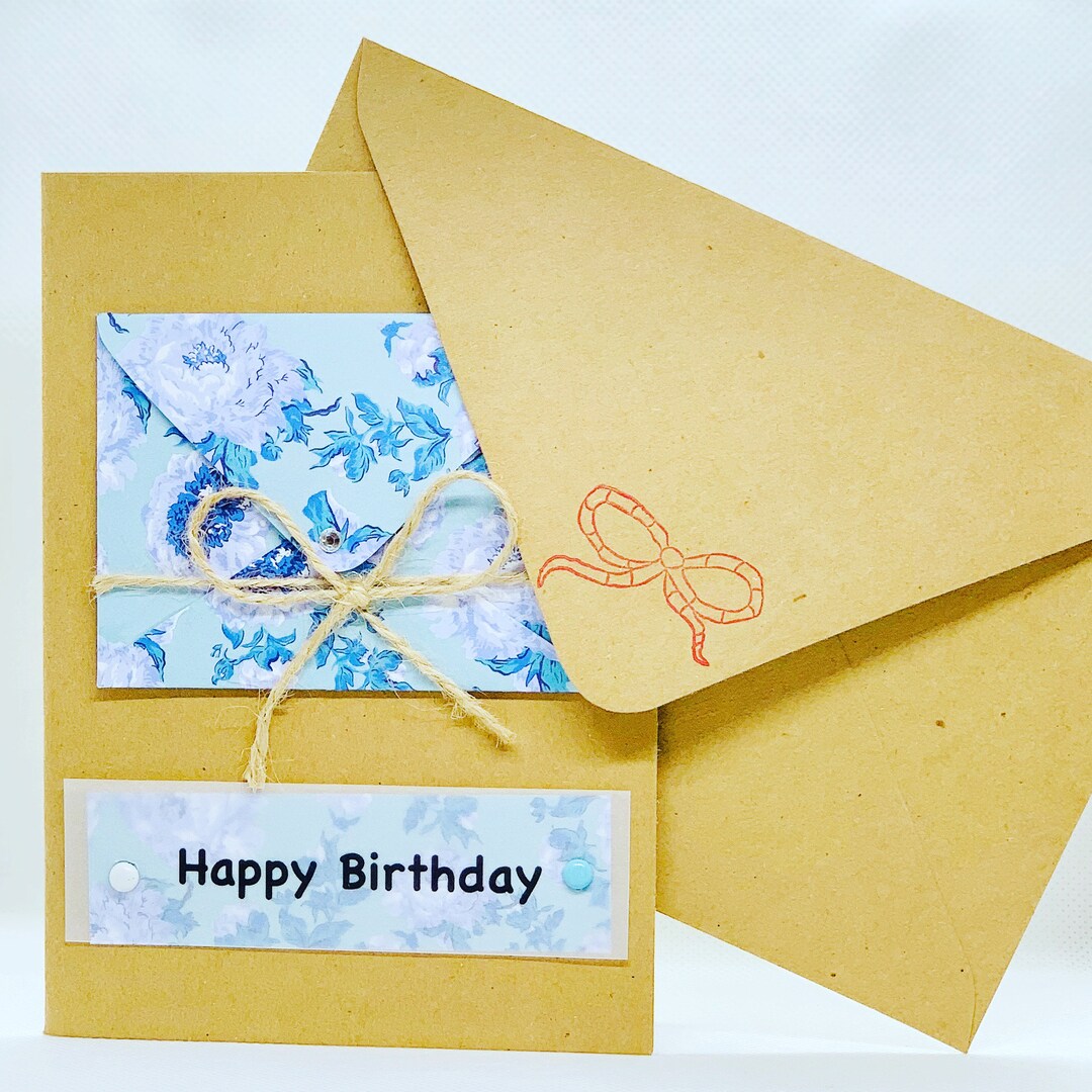Happy Birthday Mini Envelope on Brown Card - Etsy