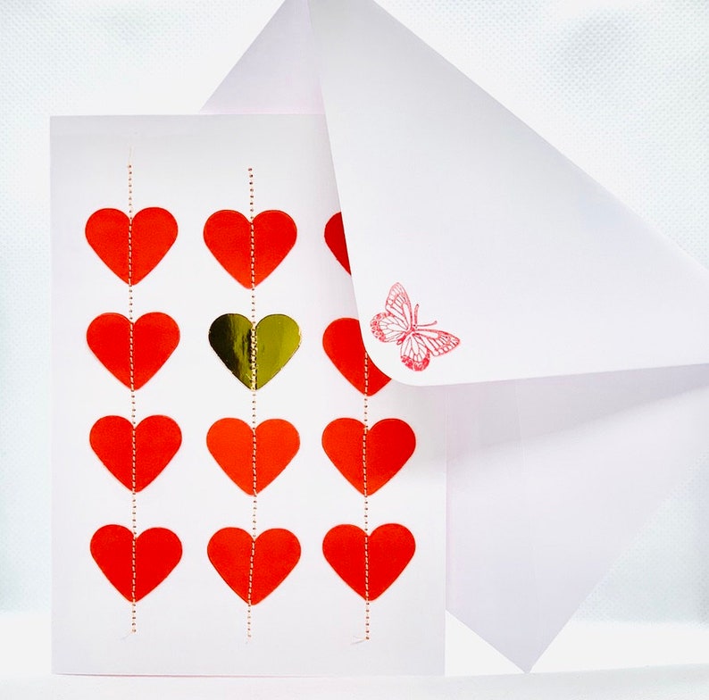 Twelve Hearts on White Card - Etsy