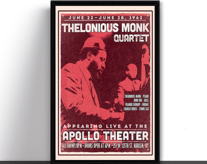 Thelonious Monk Concert Tour Poster Art Print Apollo Theater NY 1962 - Etsy