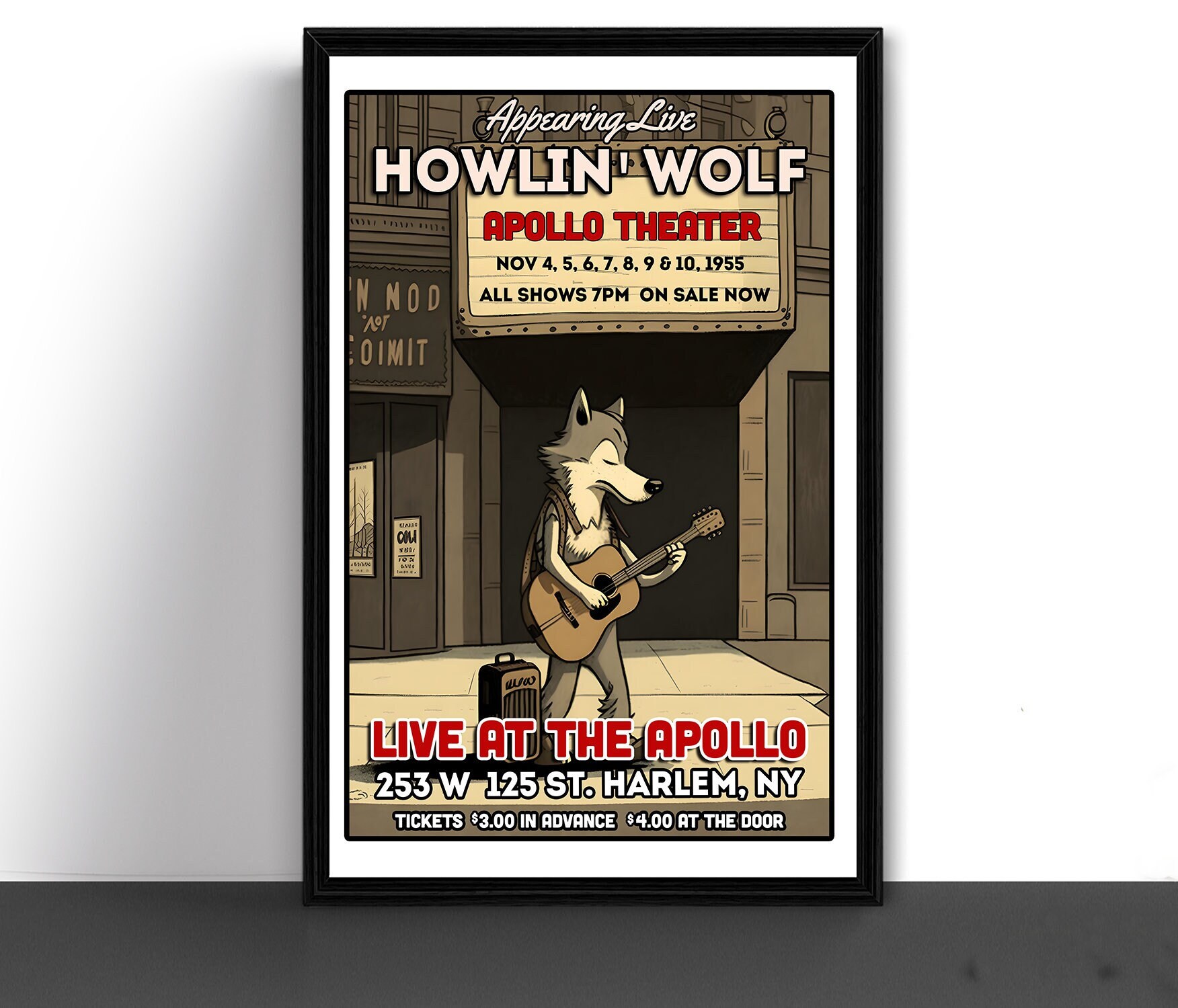 Howlin' Wolf Concert Tour Poster Art Print Apollo Theater 1955 - Etsy