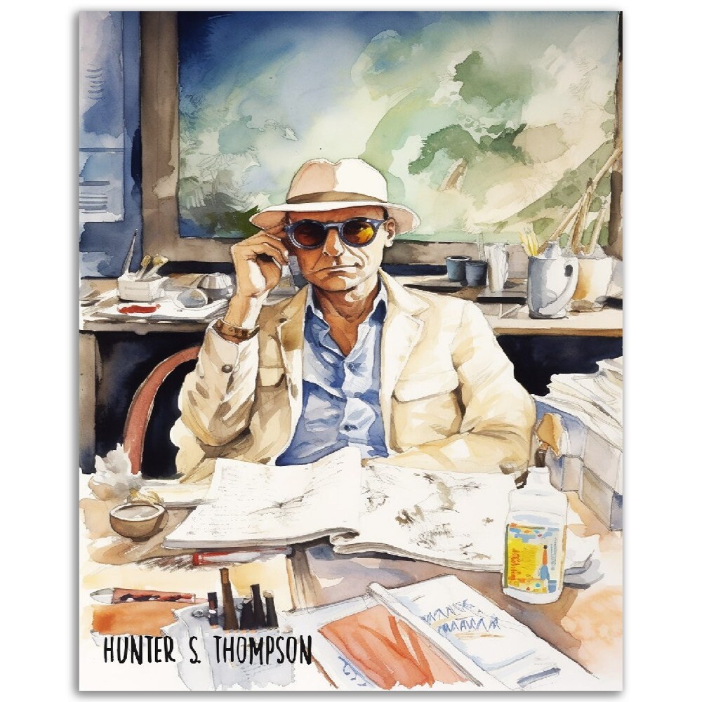 Hunter S. Thompson Watercolor Painting Art Print Fear and Loathing - Etsy
