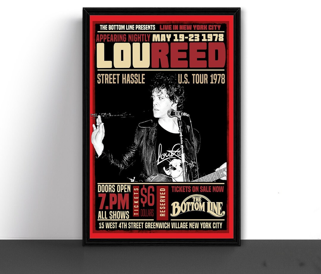 Lou Reed Bottom Line NY 1978 Concert Tour Poster Art Print Street ...