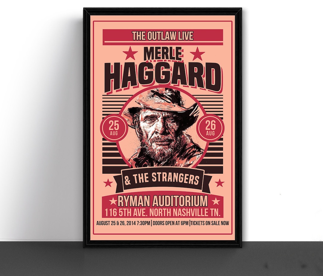 Merle Haggard Ryman Auditorium Nashville 2014 Concert Tour Poster Art ...