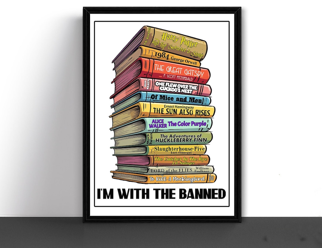 Banned Books I'm With the Banned Art Print Travel Poster - Etsy