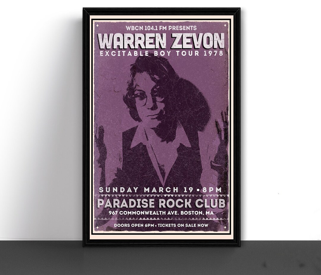 Warren Zevon Concert Tour Poster Art Print Excitable Boy Tour 1978 - Etsy
